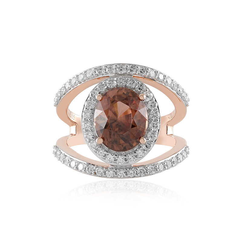 Tanzanian Raspberry Zircon 14K Rose Gold Ring, 3.735 ct