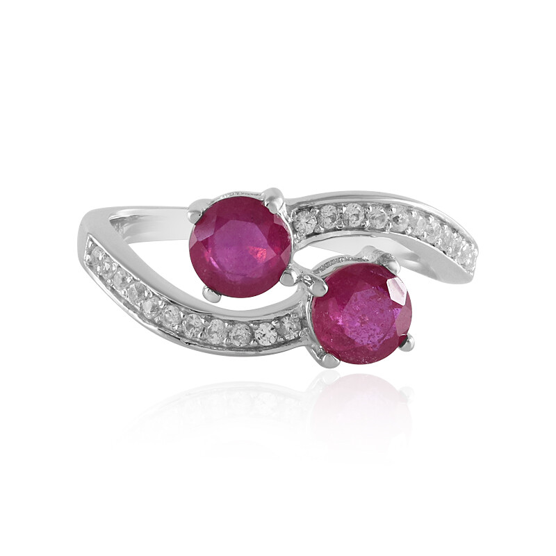 Madagascar Ruby & Zircon Silver Ring, 1.907ct