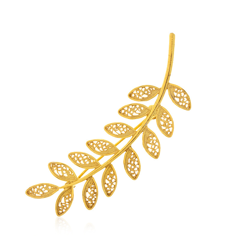 Gold-Plated Leaf Sterling Silver Brooch