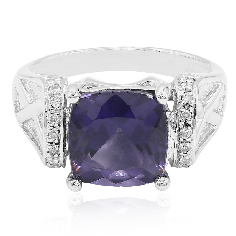 Brazilian Blueberry Quartz 9K White Gold Ring, 2.88ct