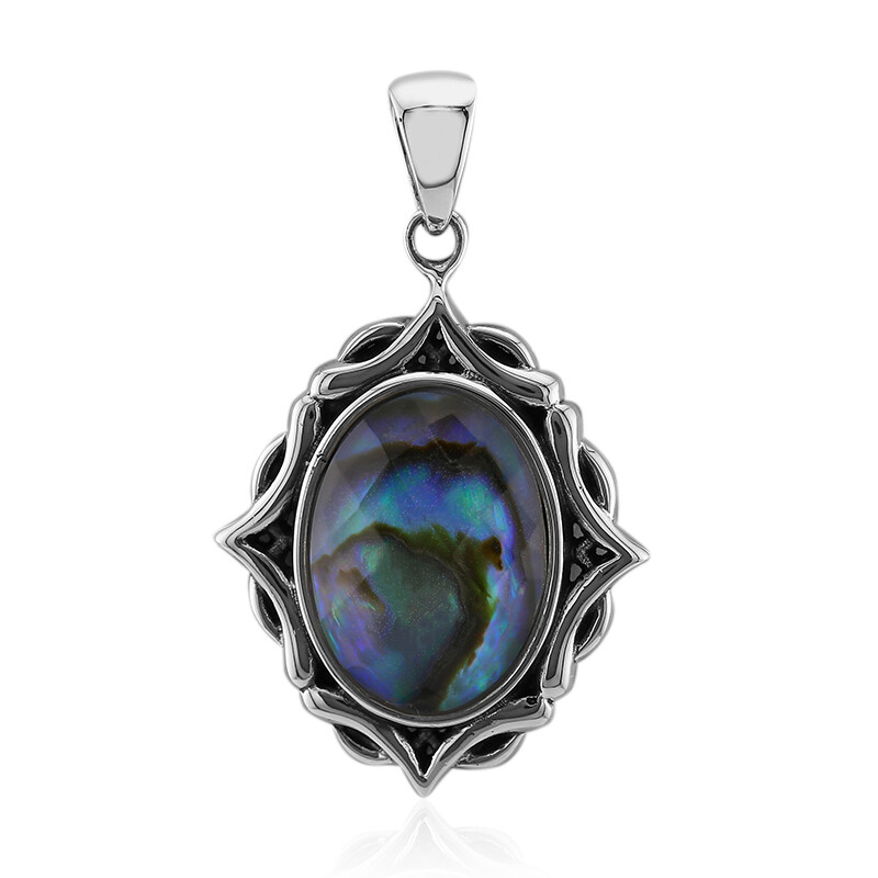 Madagascar White Quartz & Abalone Silver Pendant, 5.925ct