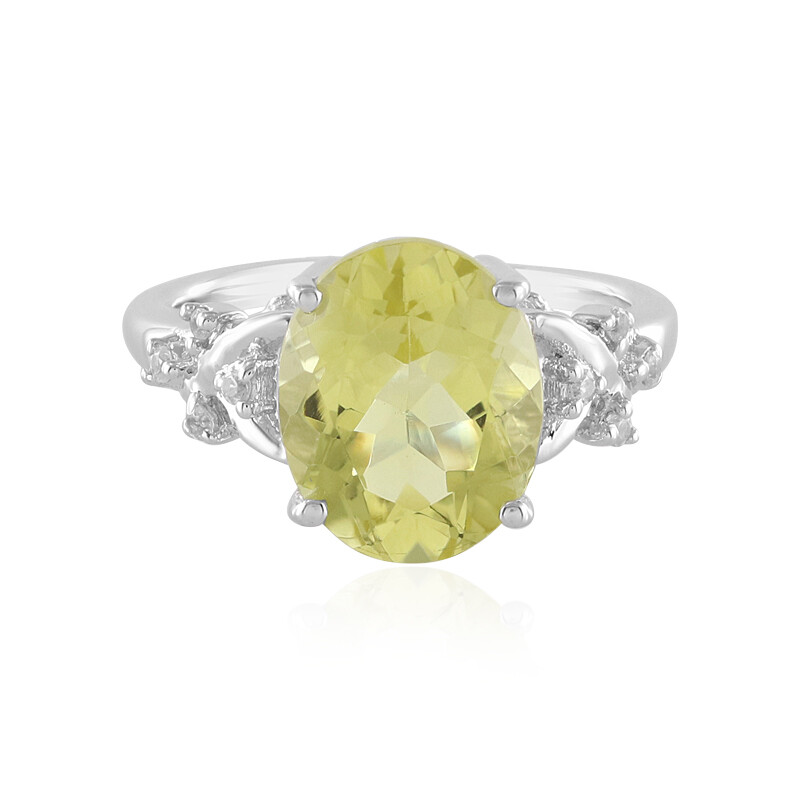 Brazilian Lime Quartz 925 Silver Ring, 3.35ct