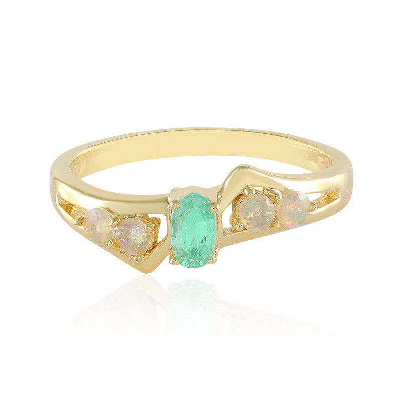 Refined Russian Emerald & Welo Opal Gold-Plated Ring, 0.335 ct