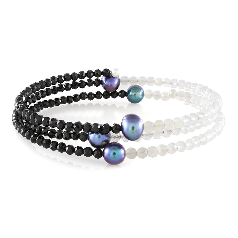 Spinel & Moonstone Steel Bangle