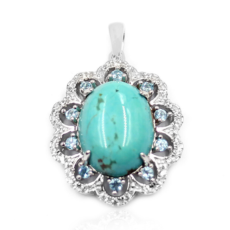 American Turquoise & Topaz Sterling Pendant, 6.3 ct