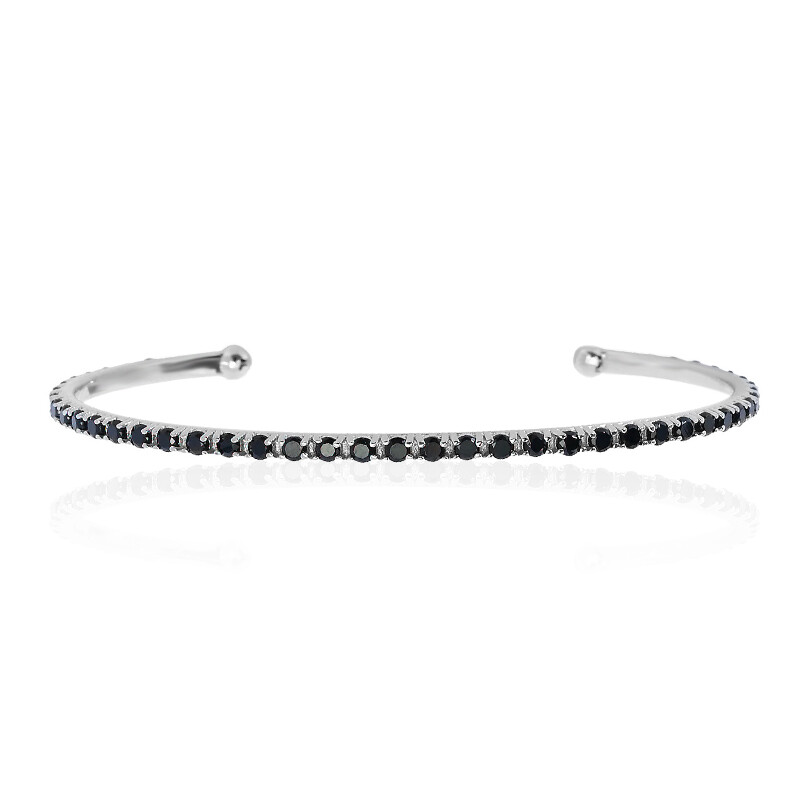 Chic Black Spinel Platinum-Plated Silver Bangle, Thai 1.8ct