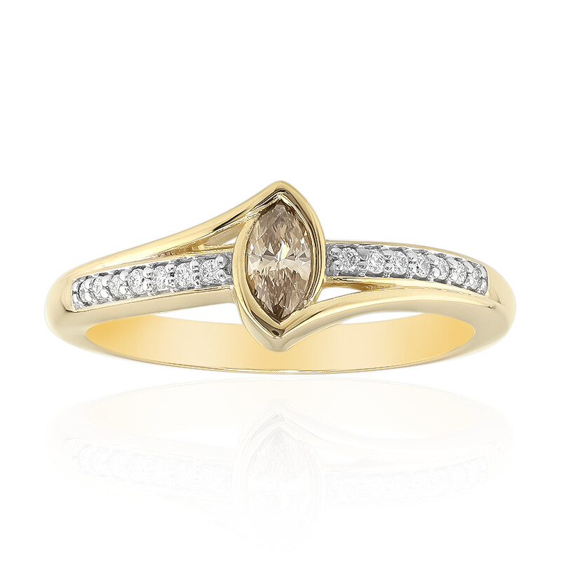 Argyle Cognac Diamond 375 Gold Ring, 0.25 ct
