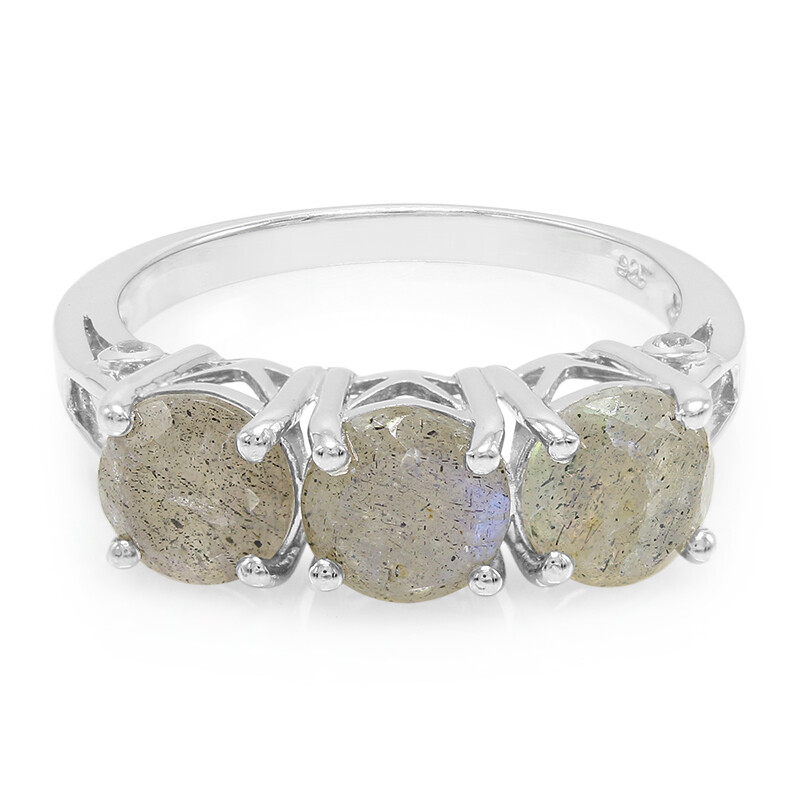 Romanian Spectrolite & White Topaz Silver Ring, 2.36ct