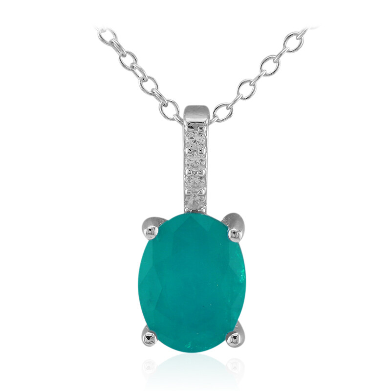 Blue Green Quartz Silver Necklace-3511MR | Juwelo