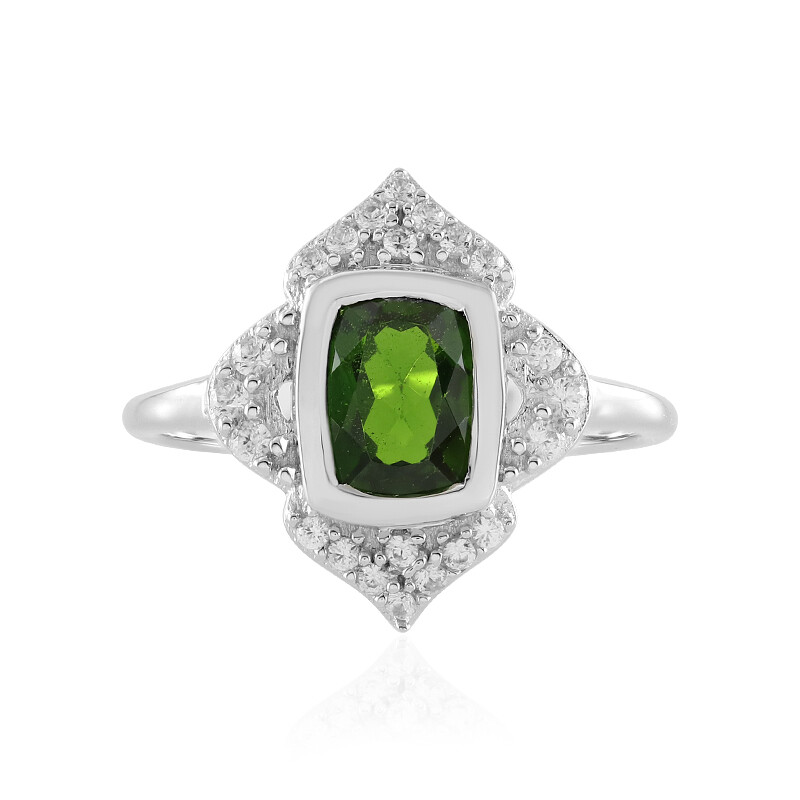 Russian Diopside Platinum Silver Ring