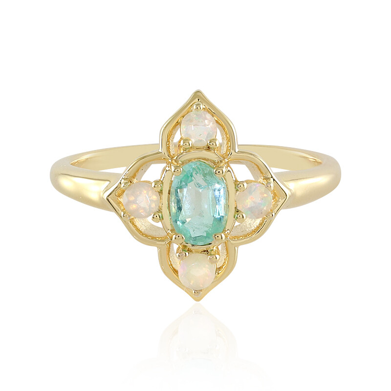Russian Emerald & Welo Opal Gold Plated Silver Ring, 0.525ct