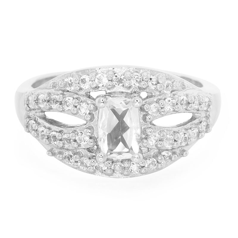 Brazilian Goshenite & White Topaz Sterling Ring, 0.683ct