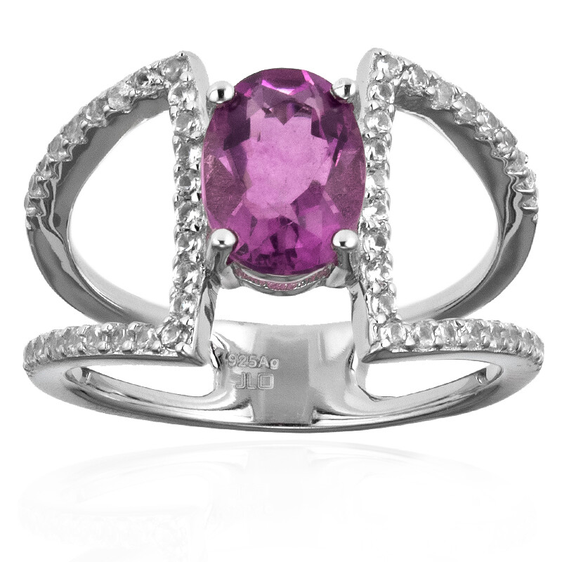 Brazilian Pink Fluorite & Zircon Silver Ring, 1.46ct