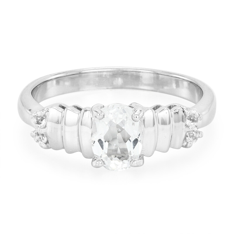 Oval Cut Himalayan Beryl & White Topaz Silver Ring, 0.737ct