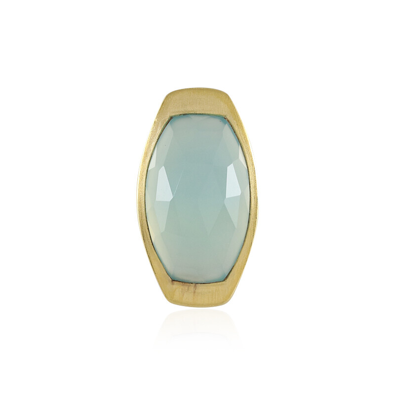 Indian Aqua Chalcedony Gold-Plated Silver Pendant, 5.93ct