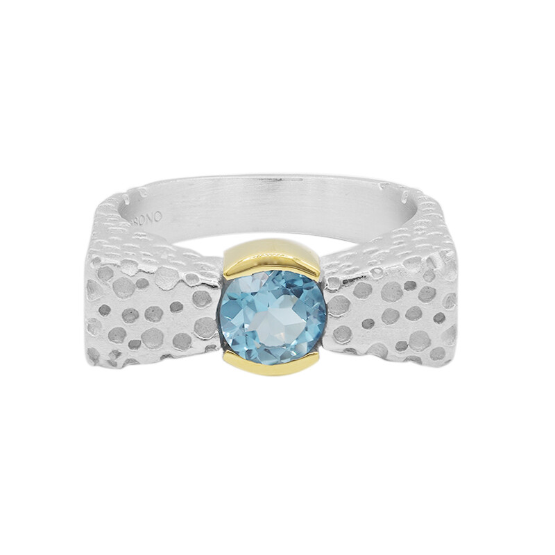 Brazilian Sky Blue Topaz Duo-Tone Silver Ring