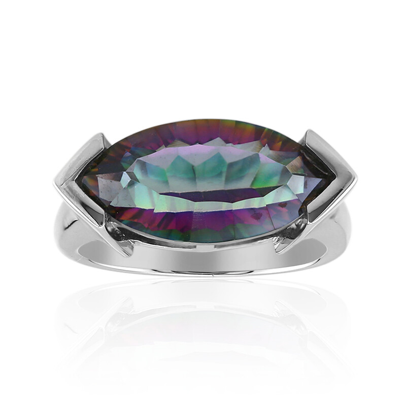 Brazilian Mystic Quartz Marquise Ring, 925 Silver