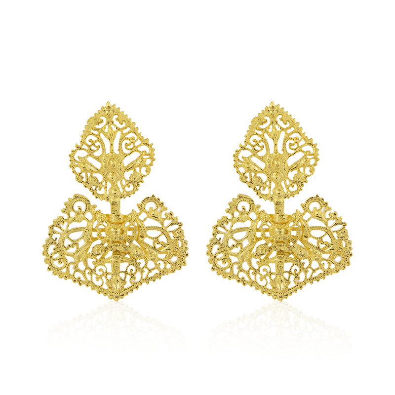 Intricate Filigree Gold-Plated 925 Silver Earrings