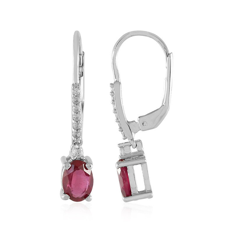 Madagascar Ruby Silver Earrings-4699LY | Juwelo