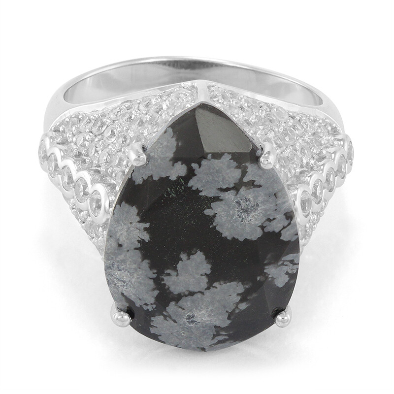 Snowflake Obsidian Silver Ring, USA, 6.92ct
