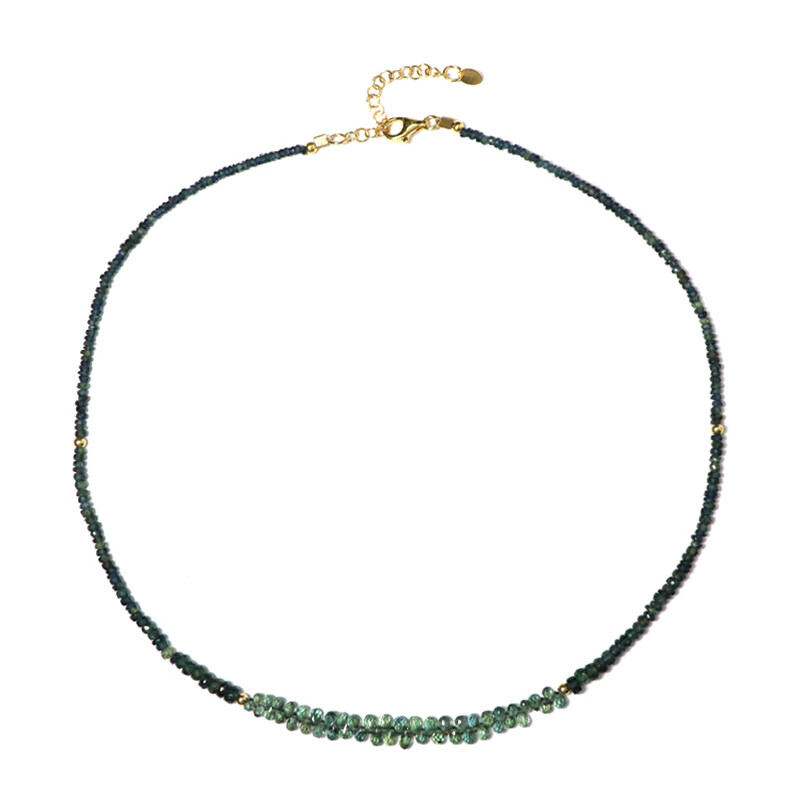 Green Sapphire Silver Necklace-3267HQ | Juwelo