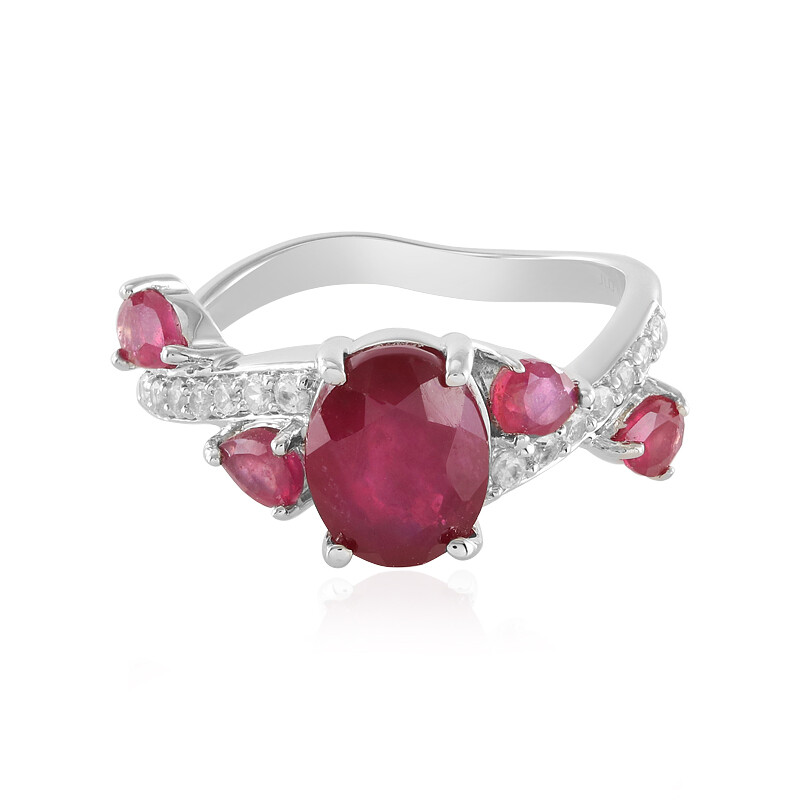 Madagascar Ruby & Zircon Silver Ring, 3.55ct