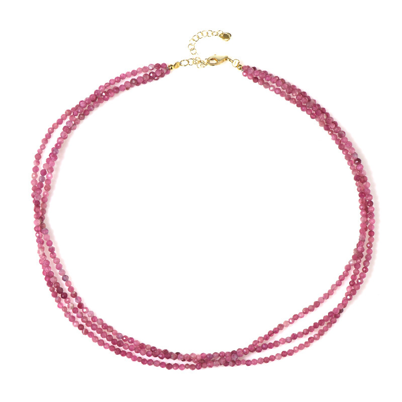 Nigerian Pink Tourmaline Gold-Plated Silver Necklace, 77.35ct