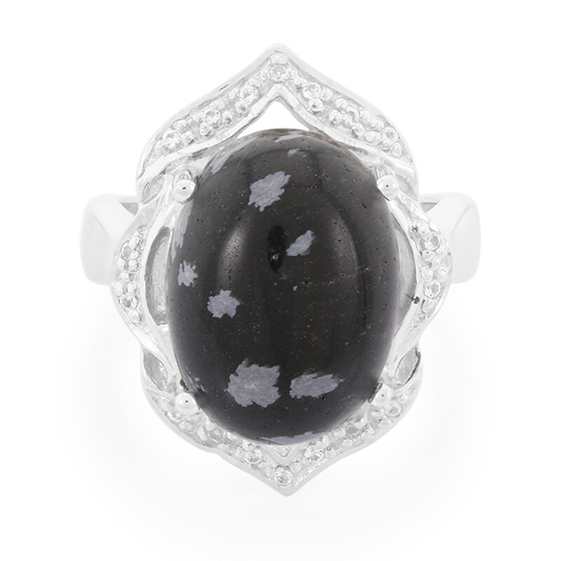 Snowflake Obsidian Sterling Silver Ring, 9.42 ct USA