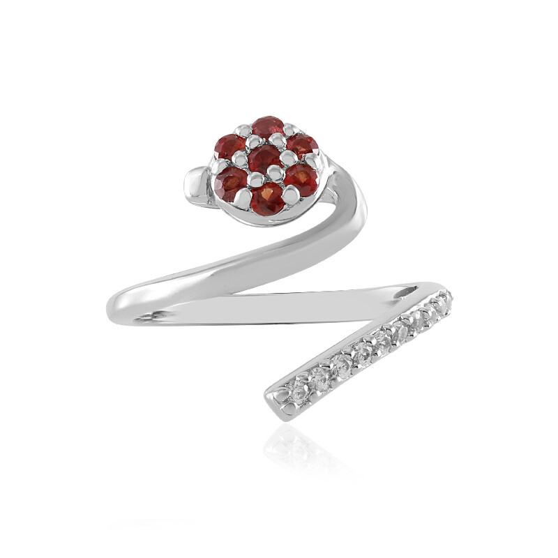 Chic Tanzanian Ruby & Zircon Silver Ring