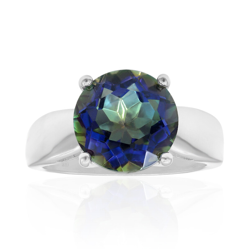 Brazilian Mystic Blue Quartz Sterling Ring, 3.24ct