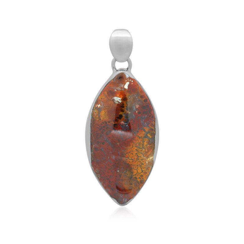 Java Leaf Agate Platinum-plated Silver Pendant, 20ct