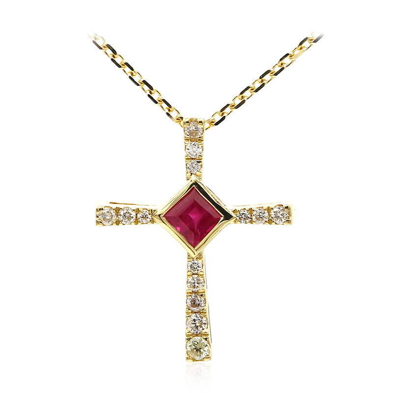 AAA Mozambique Ruby 18K Gold Necklace, 0.267ct