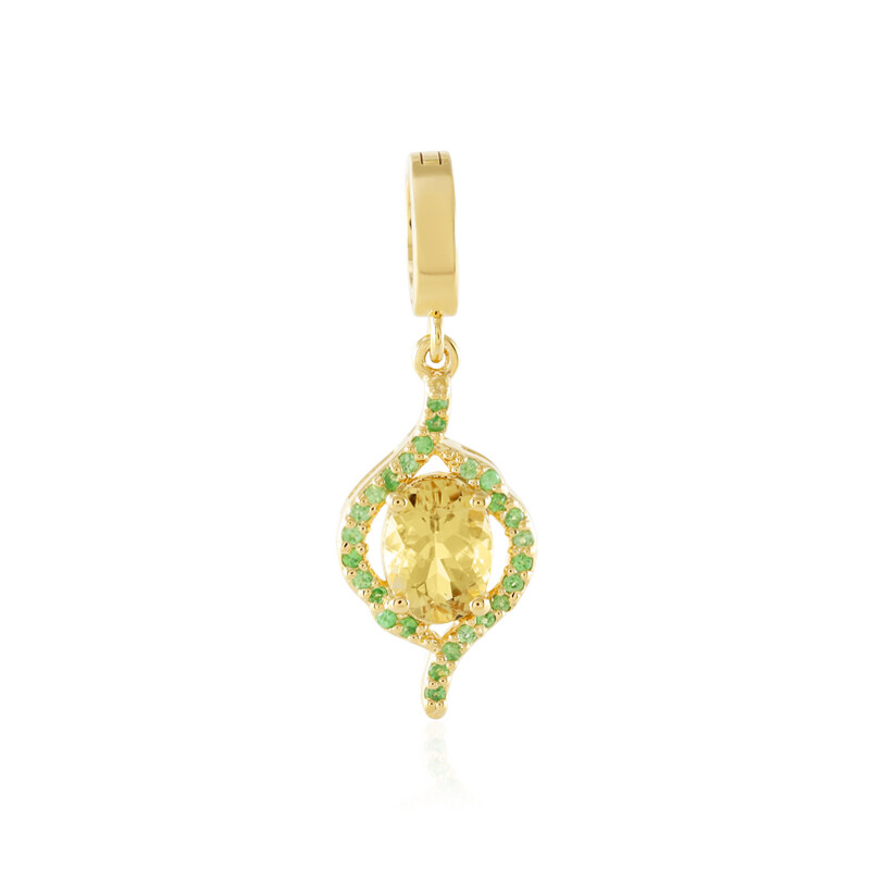 Brazilian Beryl & Tsavorite Gold-Plated Pendant, 1 ct