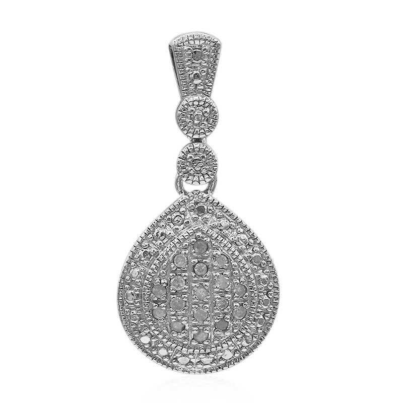Chic 0.145ct PK Diamond Sterling Pendant, 925 Silver