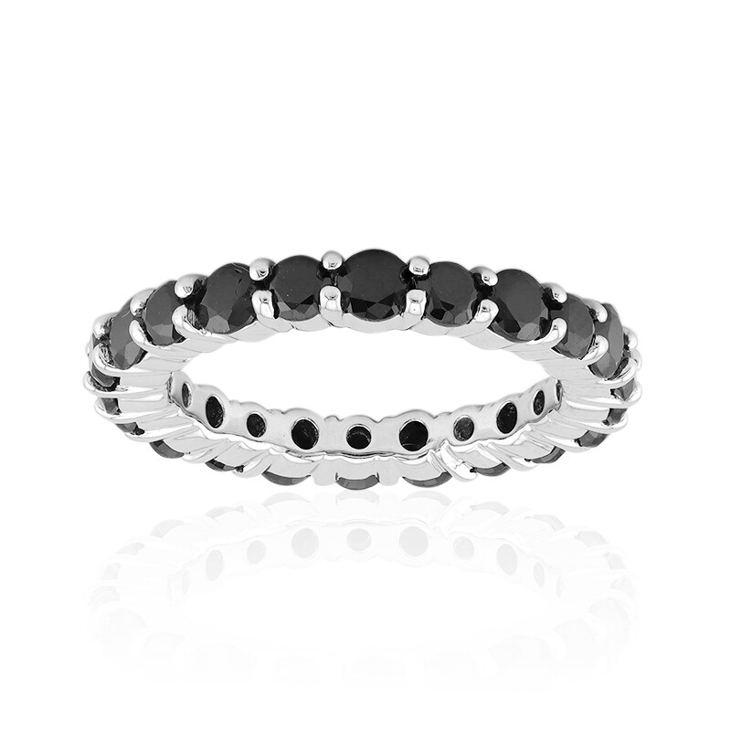 Chic Black Spinel Silver Ring