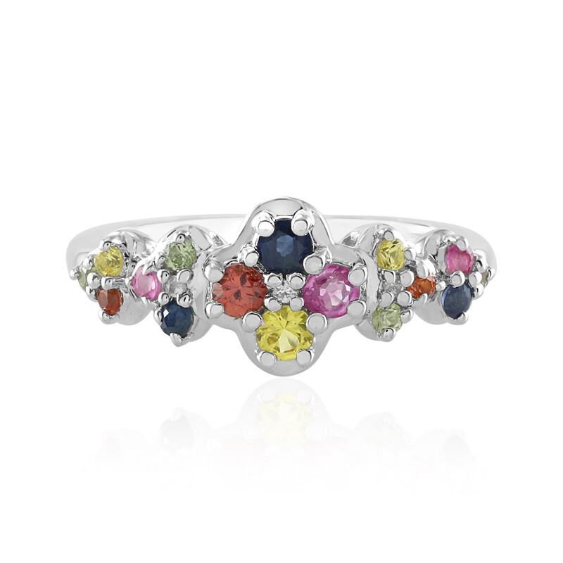 Multicolor Sapphire Silver Ring