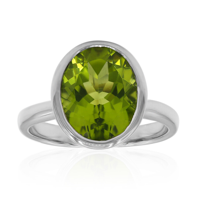 Vibrant Chinese Peridot 925 Silver Ring, 3.26ct
