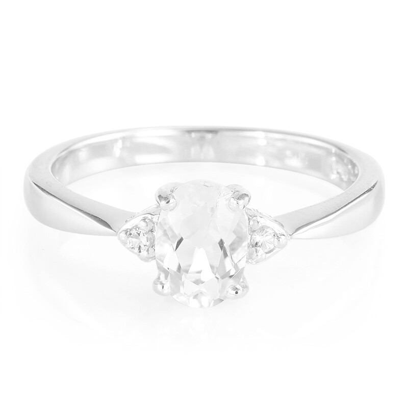 Brazilian Petalite & White Topaz Sterling Ring, 0.598ct