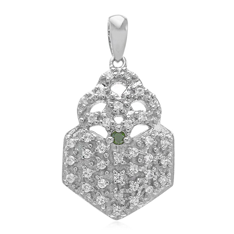 Forest Green Diamond 925 Silver Pendant, 0.587ct