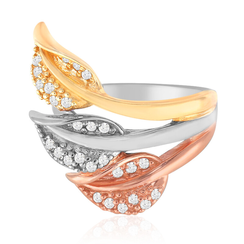 Tri-Color Wave 0.27ct White Topaz 925 Silver Ring