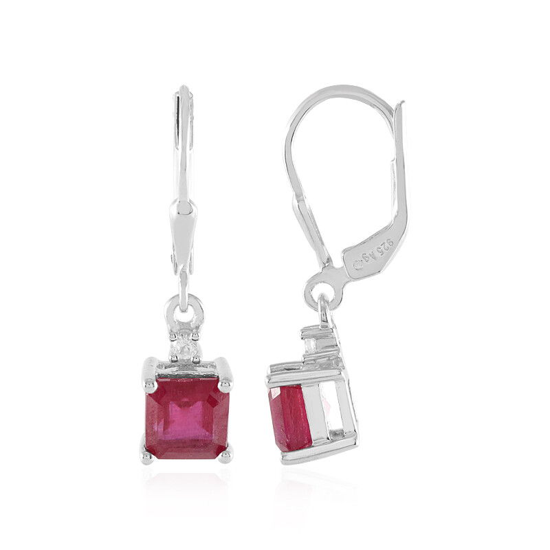 Madagascar Ruby Silver Earrings-5879TQ | Juwelo